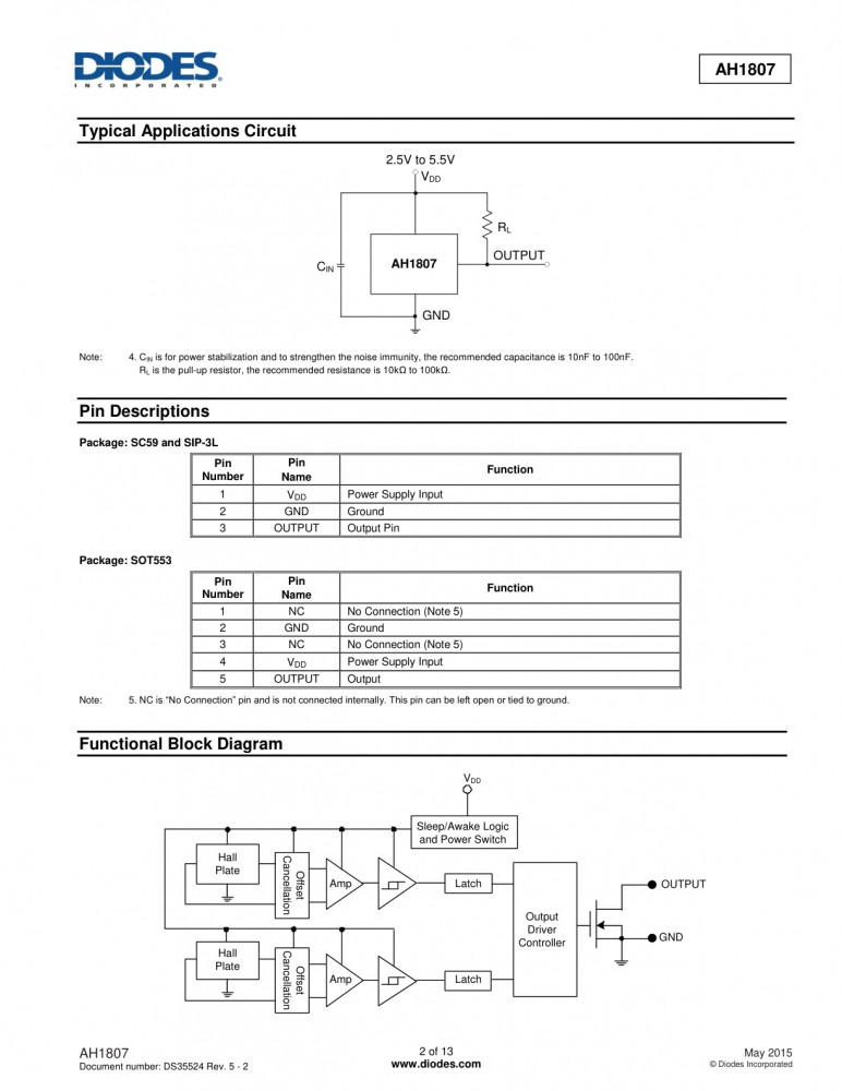 AH1807 datasheet page 2