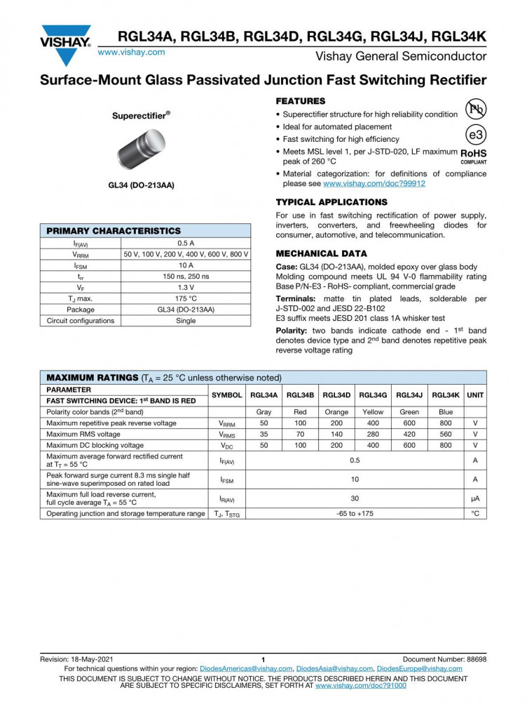RGL34 datasheet page 1