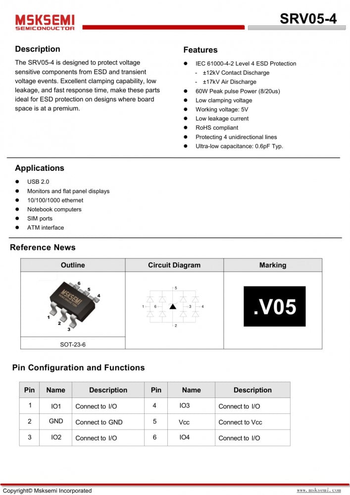 SRV05-4 datasheet page 2