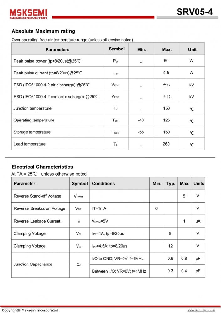 SRV05-4 datasheet page 3