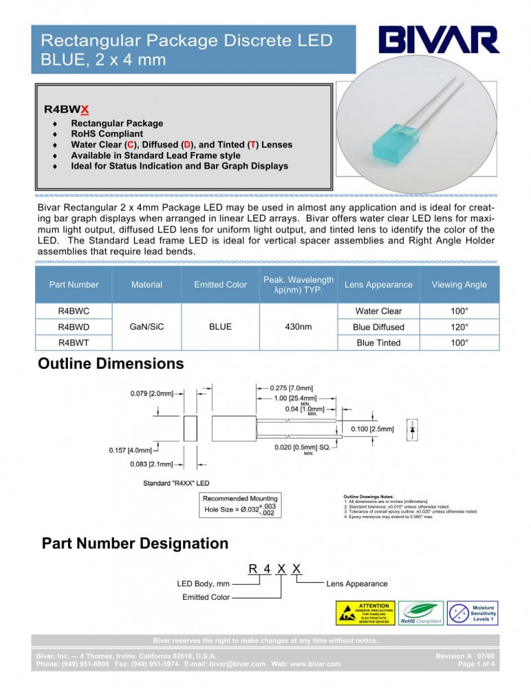 BIVAR R4BWD datasheet page 1