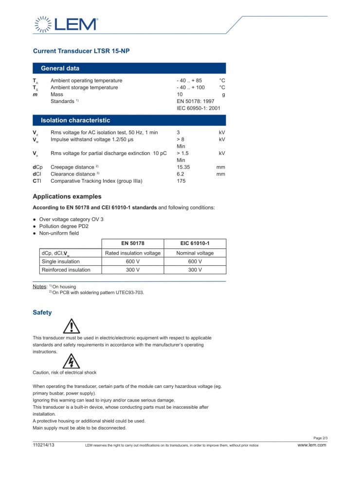 LEM LTSR 15-NP datasheet page 2