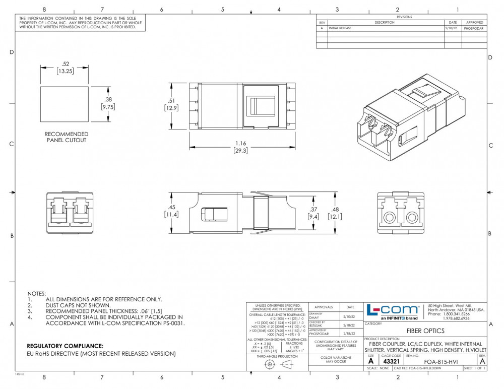FOA-815-HVI technical drawing preview