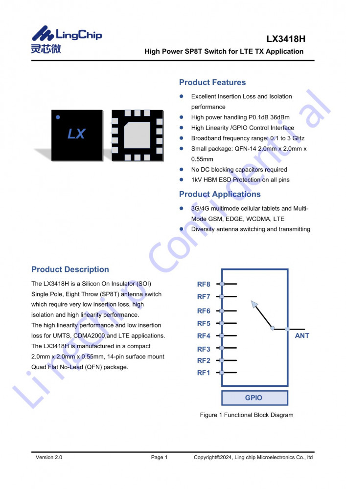 LX3418H datasheet page 1