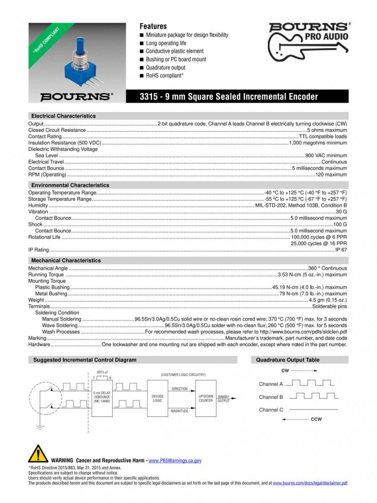 3315 encoder datasheet page 1
