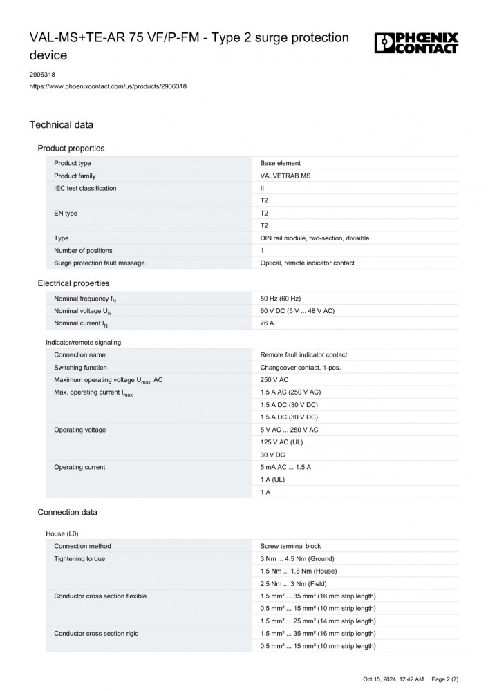 Phoenix Contact 2906318 technical document page 2