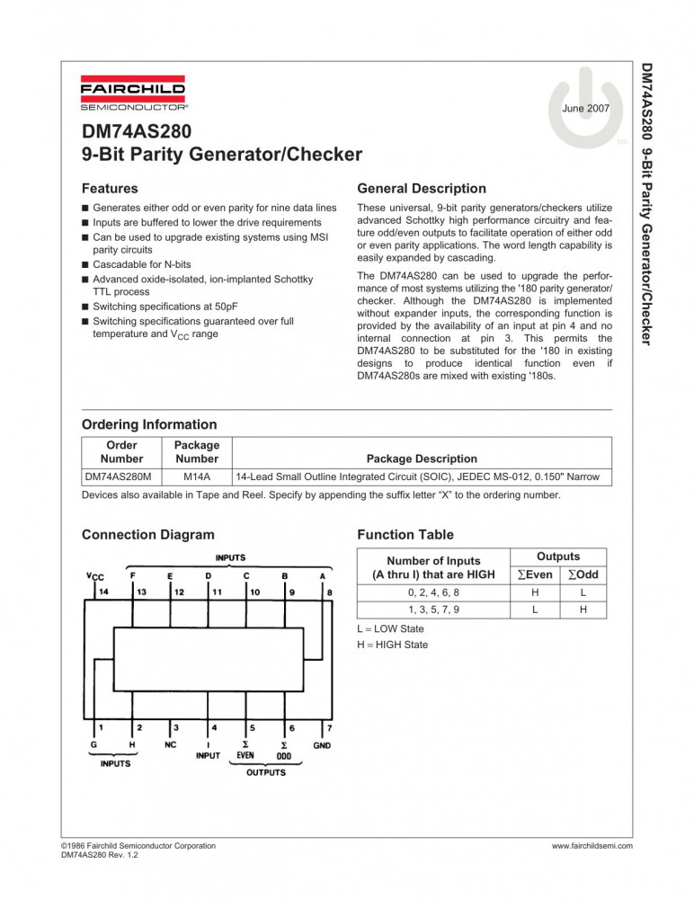 DM74AS280MX datasheet page 1