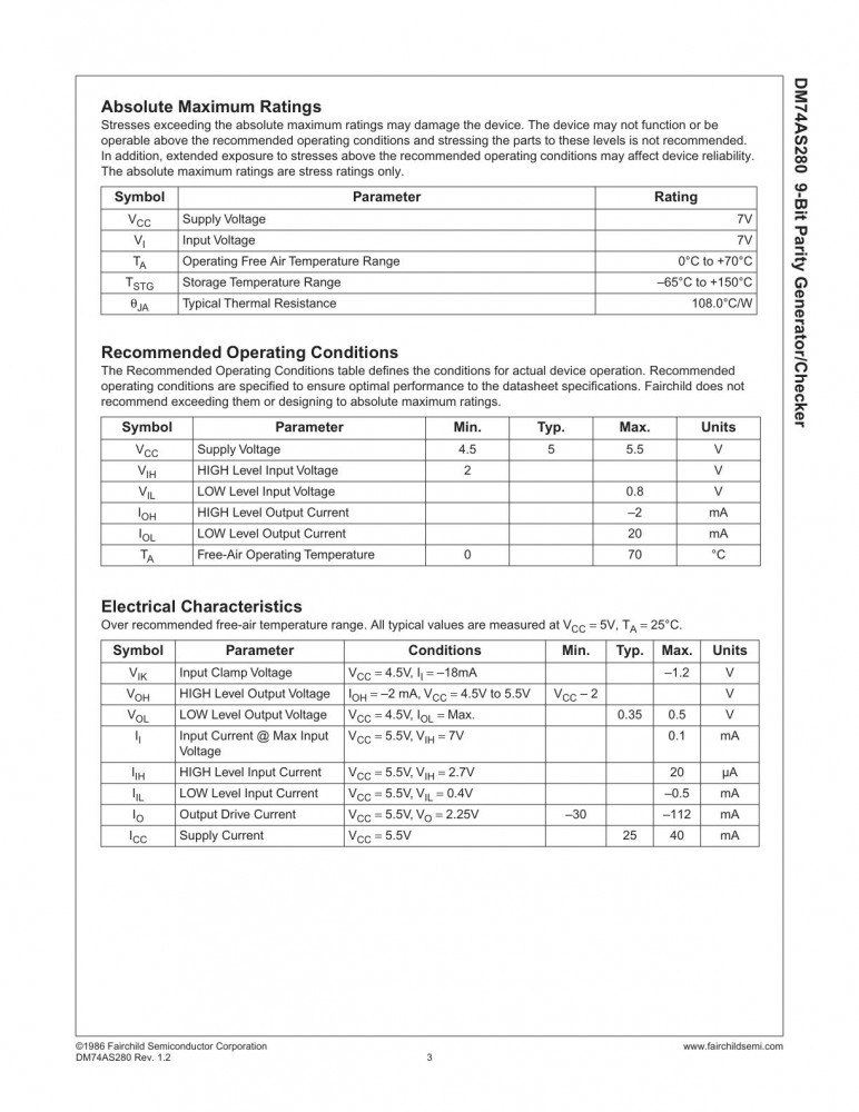 DM74AS280MX datasheet page 3
