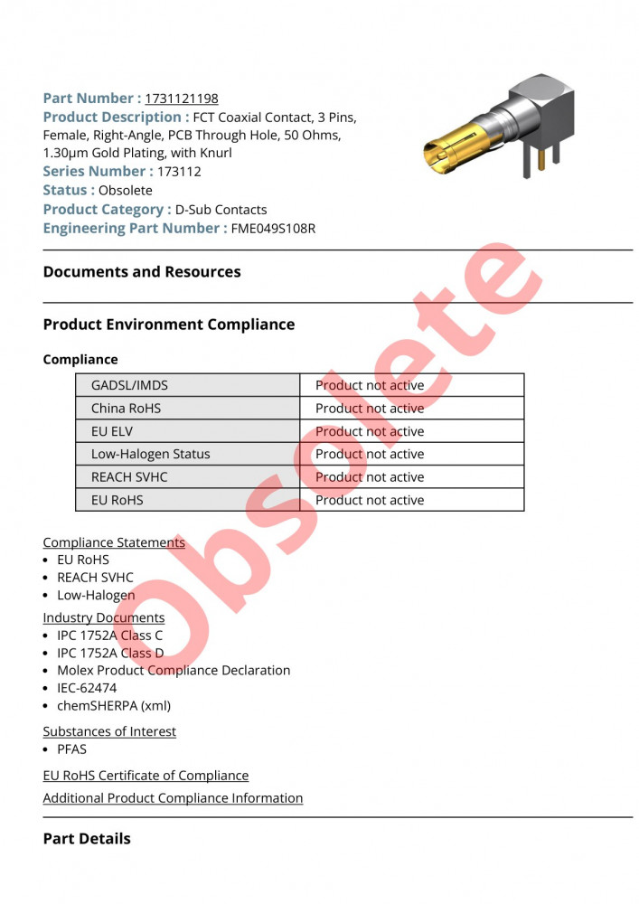 Product document image 1 for MOLEX 1731121198