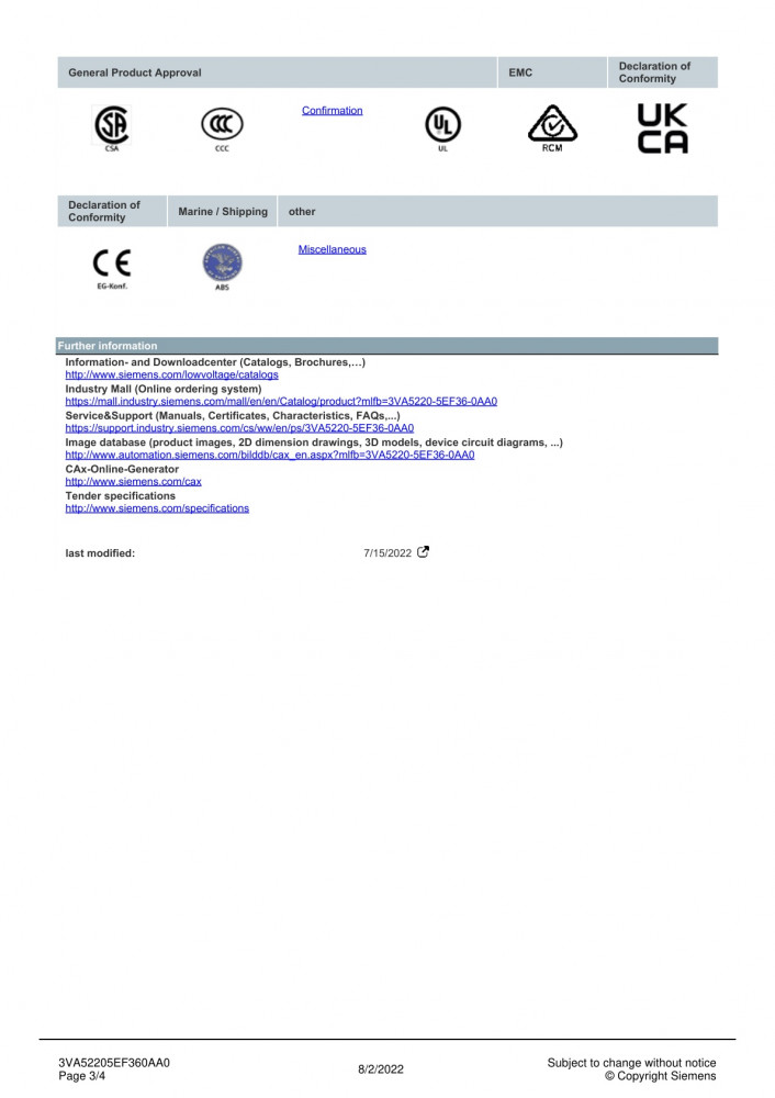 3VA5220-5EF36-0AA0 technical document page 3