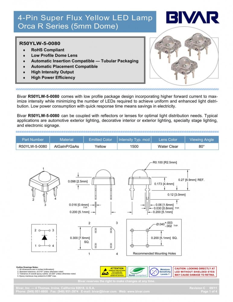 R50YLW-5-0080 datasheet page 1