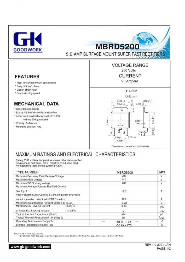 MBRD5200 technical document page 1
