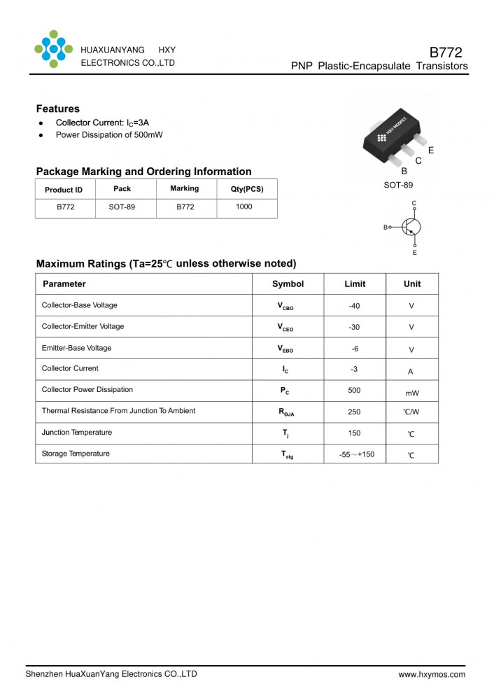 B772 datasheet page 1