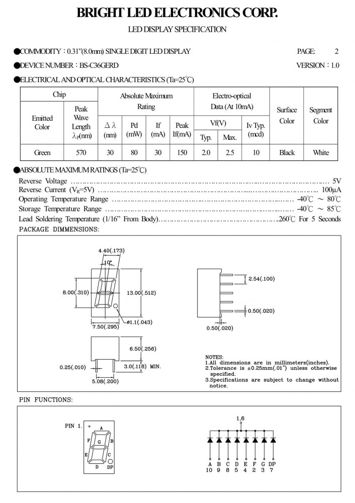 BS-C36GERD datasheet page 1