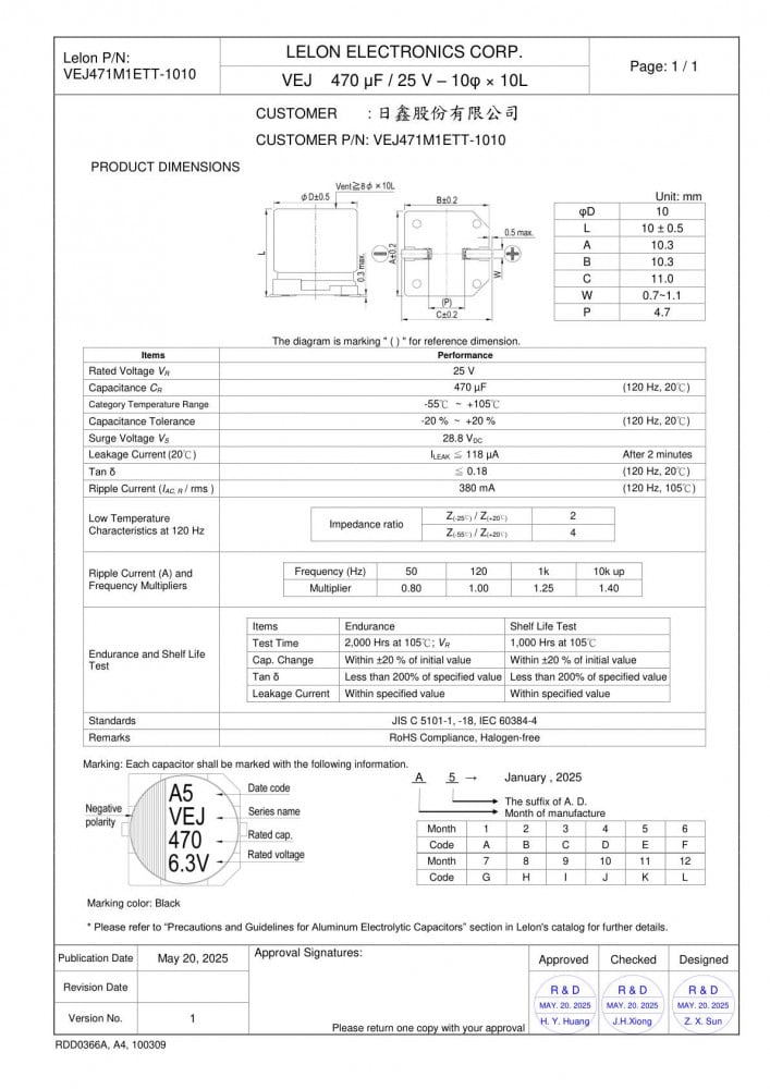 VEJ471M1ETT-1010 approval document page 3