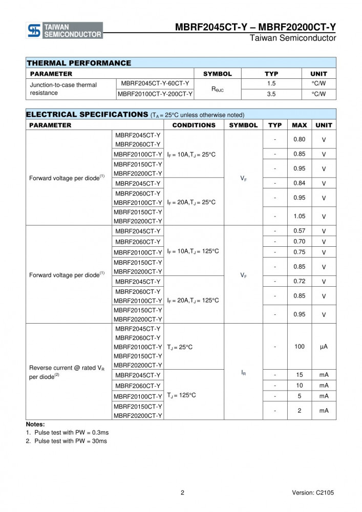 MBRF20200CT-Y datasheet page 2