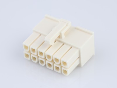 Mini-Fit Versa Color Receptacle Housing, Dual Row, Nylon 6/6 UL 94V-0, 6 Circuits, Glow-Wire Capable, Natural
