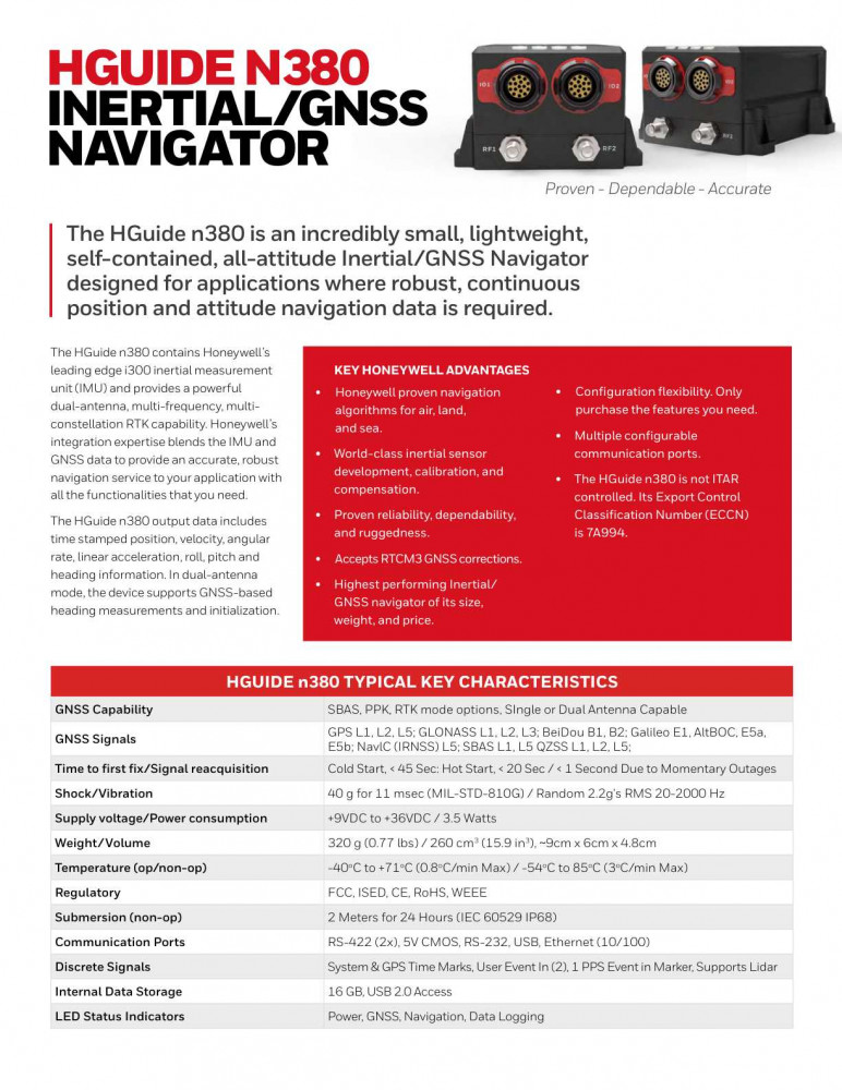 Honeywell HGuide n380 documentation page 2
