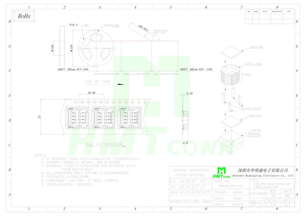 HMTCONN SIM20320-8P311-H15 drawing page 2