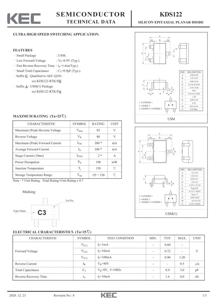 KDS122-RTK/P datasheet page 1