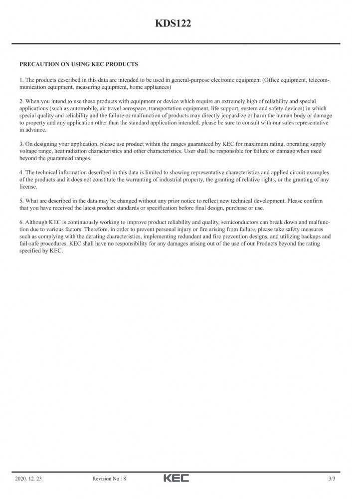 KDS122-RTK/P datasheet page 3
