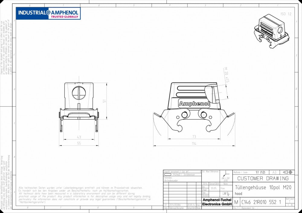 Amphenol C14621R0105521 customer drawing