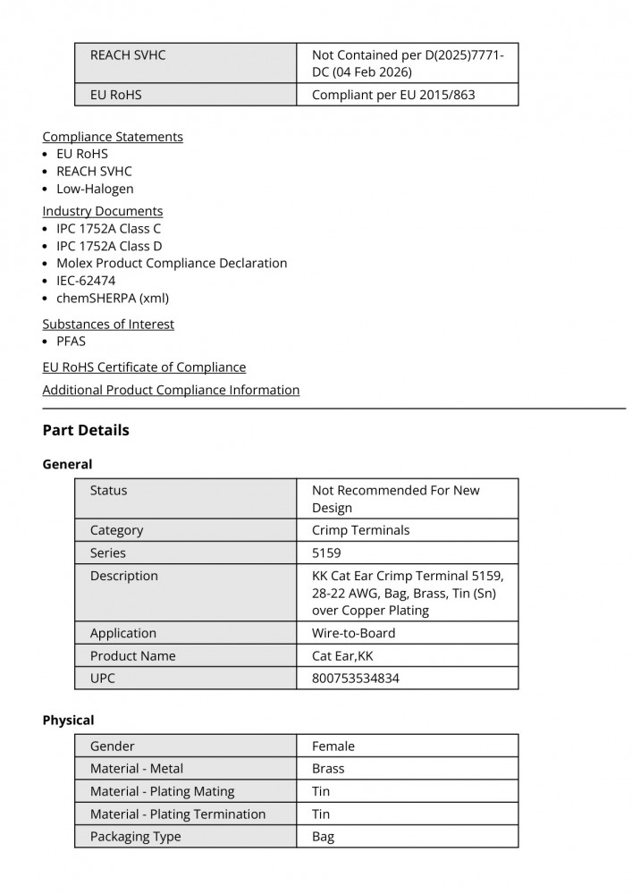 MOLEX 5045-001 product specification page 2