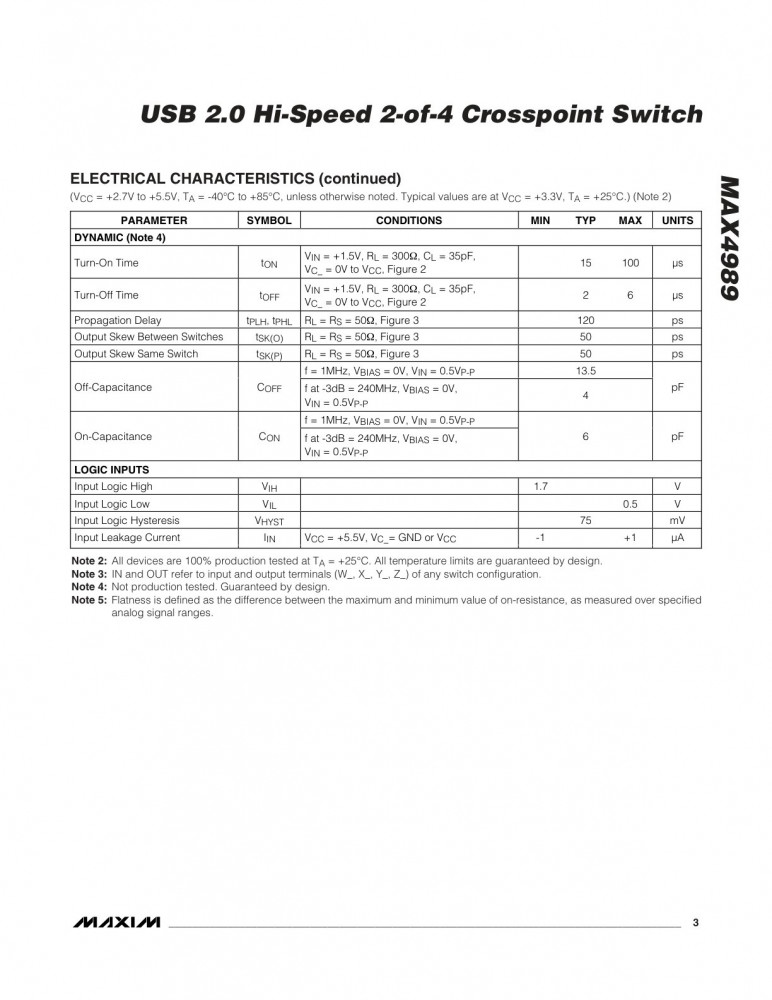 MAX4989 datasheet page 3