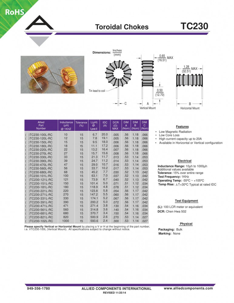 TC230 series technical document page