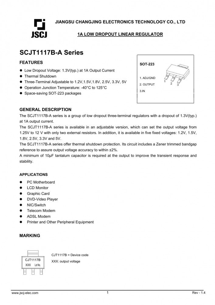 SCJT1117B-ADJ-A datasheet page 1
