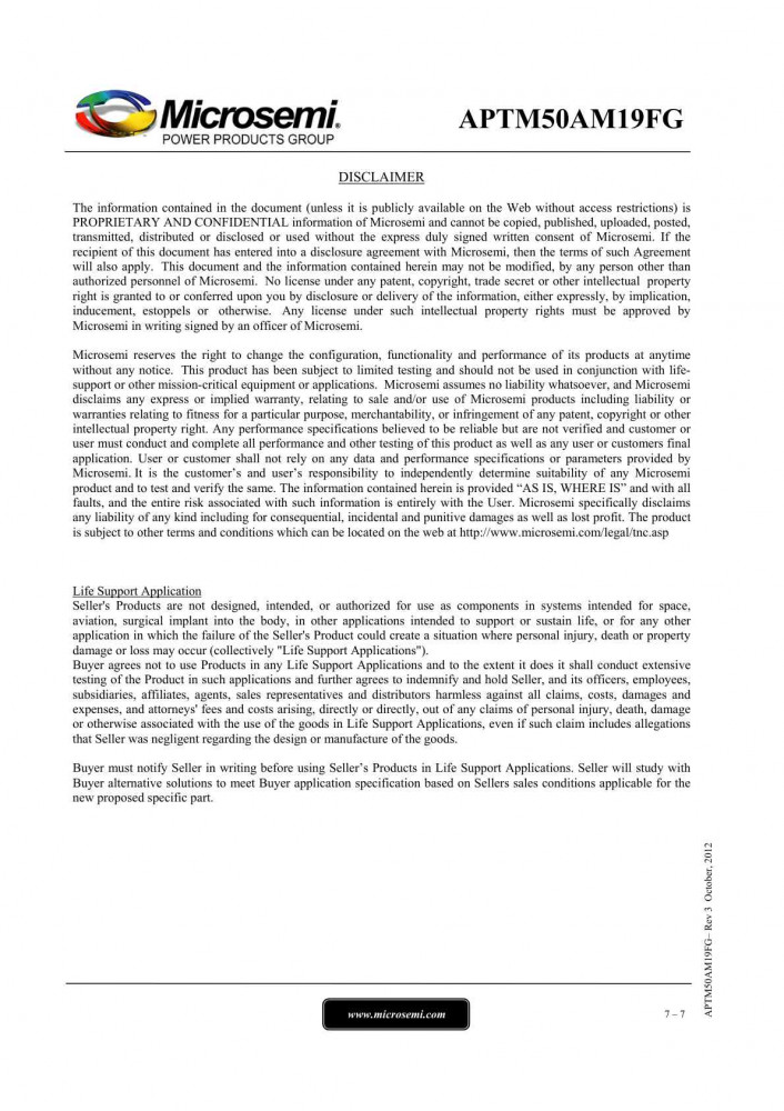 APTM50AM19FG technical document page 7