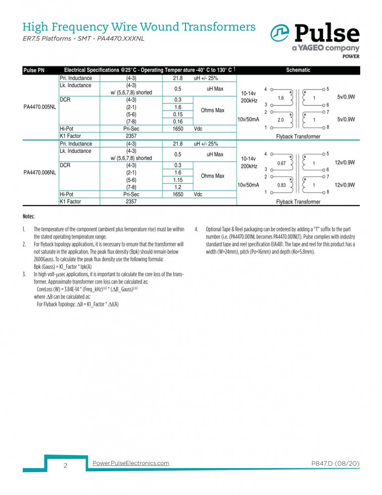 PA4470 series mechanical drawing