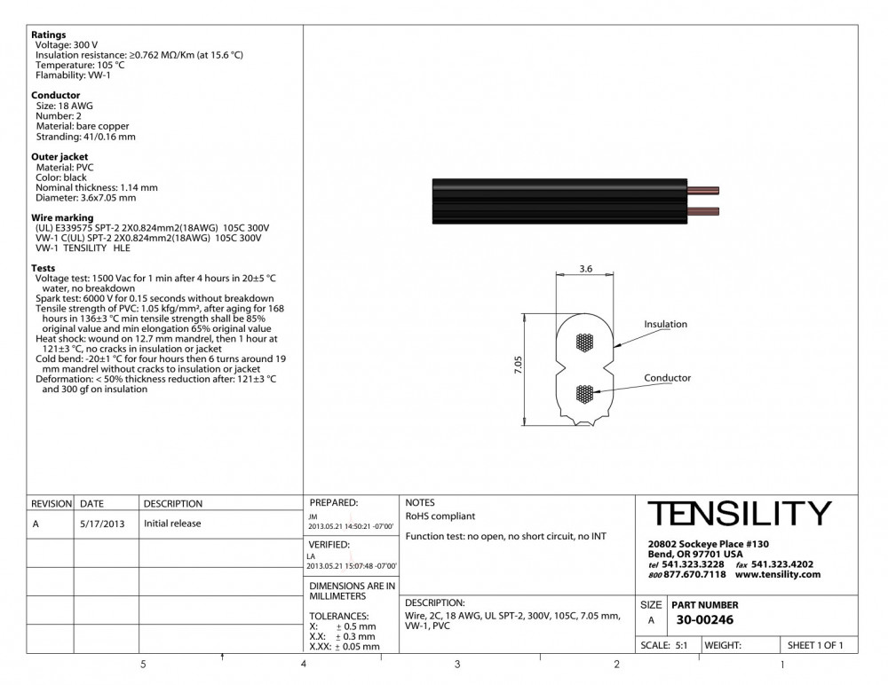Product drawing for Tensility International part 30-00246