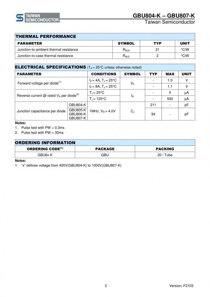 GBU804-K datasheet page 2
