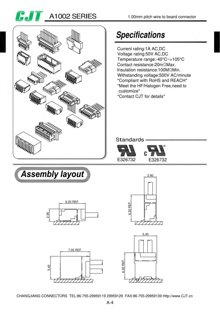 CJT A1002WV-S-4P datasheet page 1