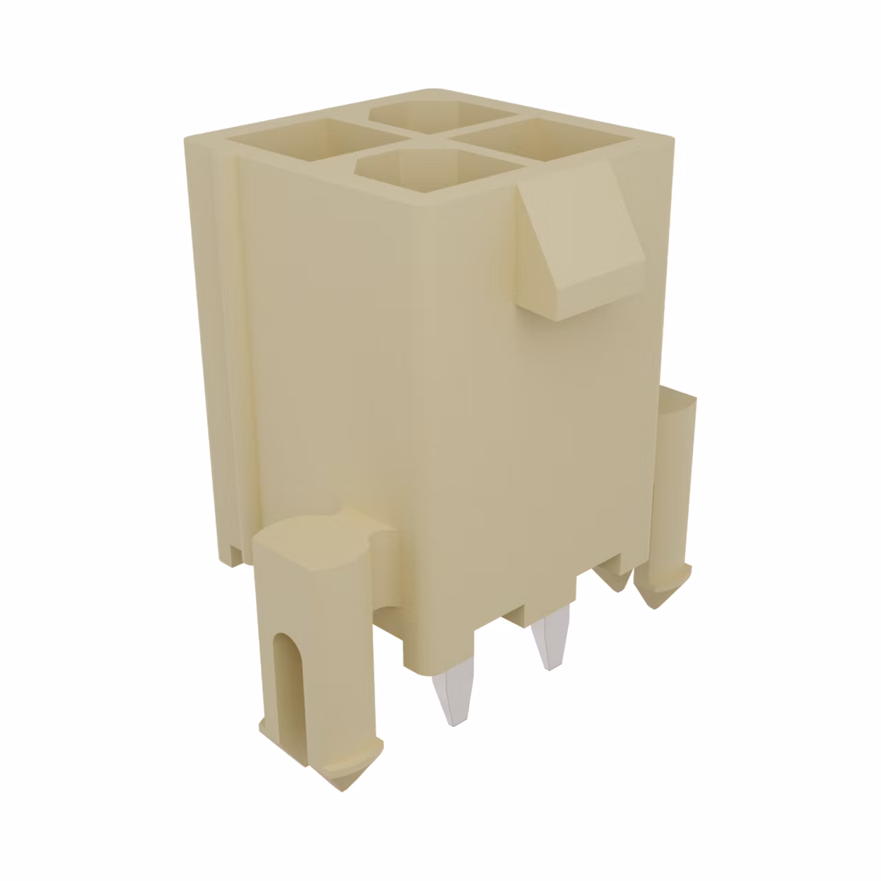 Mini-Fit Jr. Vertical Header, 4.20mm Pitch, Dual Row, 4 Circuits, with Snap-in Plastic Peg PCB Lock, Matte Tin, Natural for sale