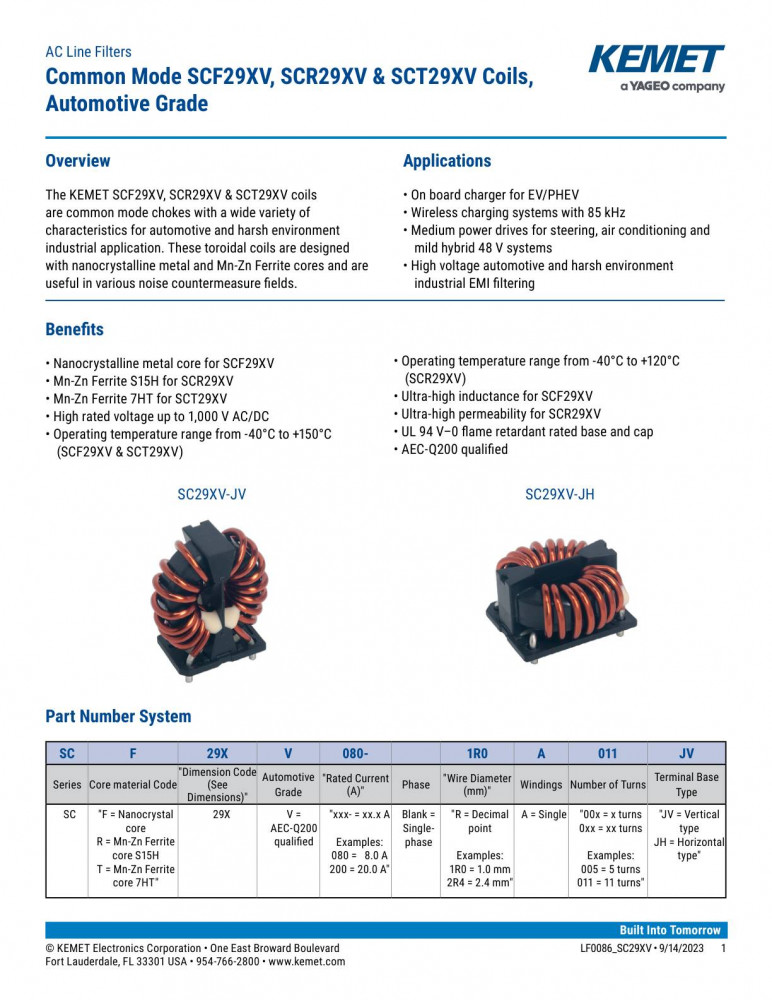 KEMET SCF29XV document page 1