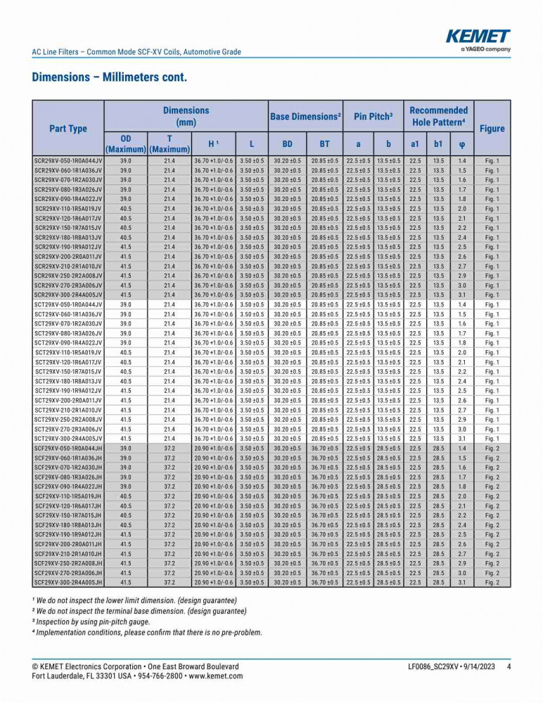 KEMET SCF29XV document page 4
