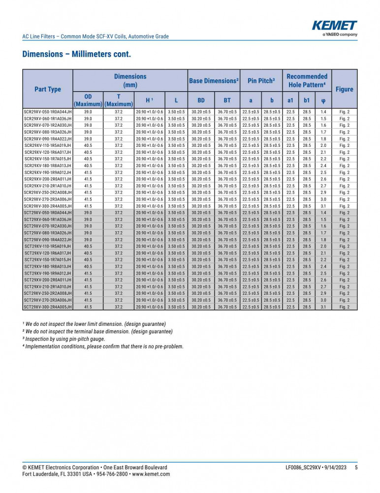 KEMET SCF29XV document page 5