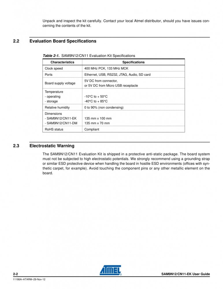 AT91SAM9N12-EK user guide page 7
