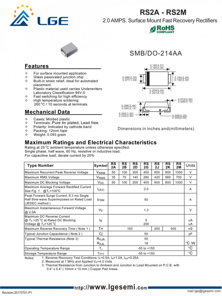 LGE RS2M datasheet page 1