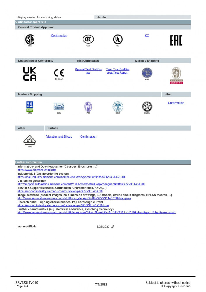 3RV23314VC10 datasheet page 4