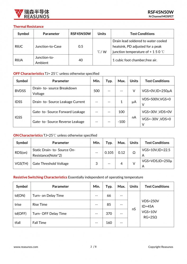 RSF45N50W datasheet page 2