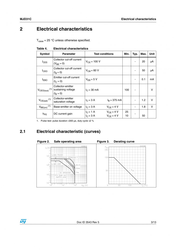 MJD31CT4 datasheet page 3