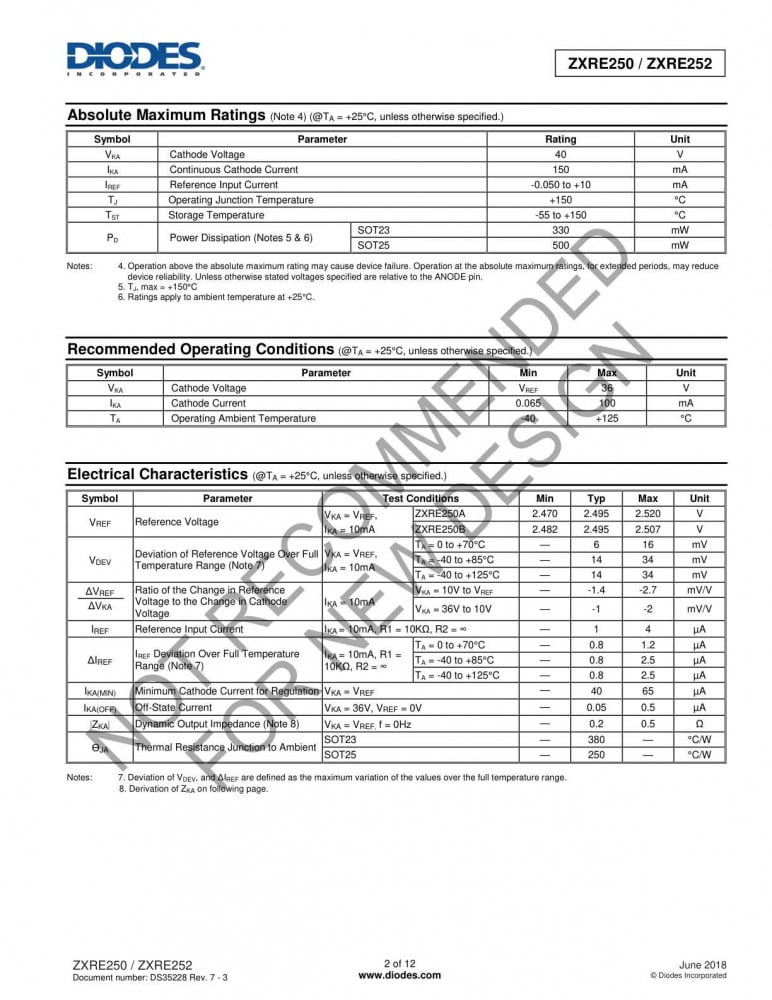 ZXRE252BSA-7 datasheet page 2
