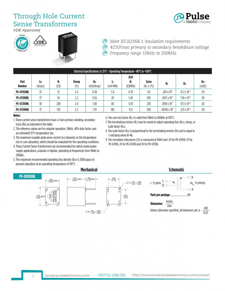 PE-67100NL technical document page 1
