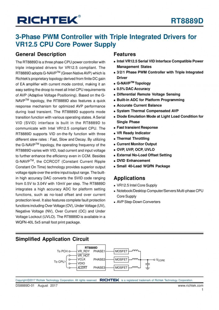 RT8889D technical document page 1