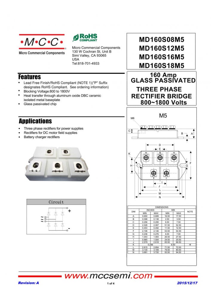 MD160S16M5-BP datasheet page 1