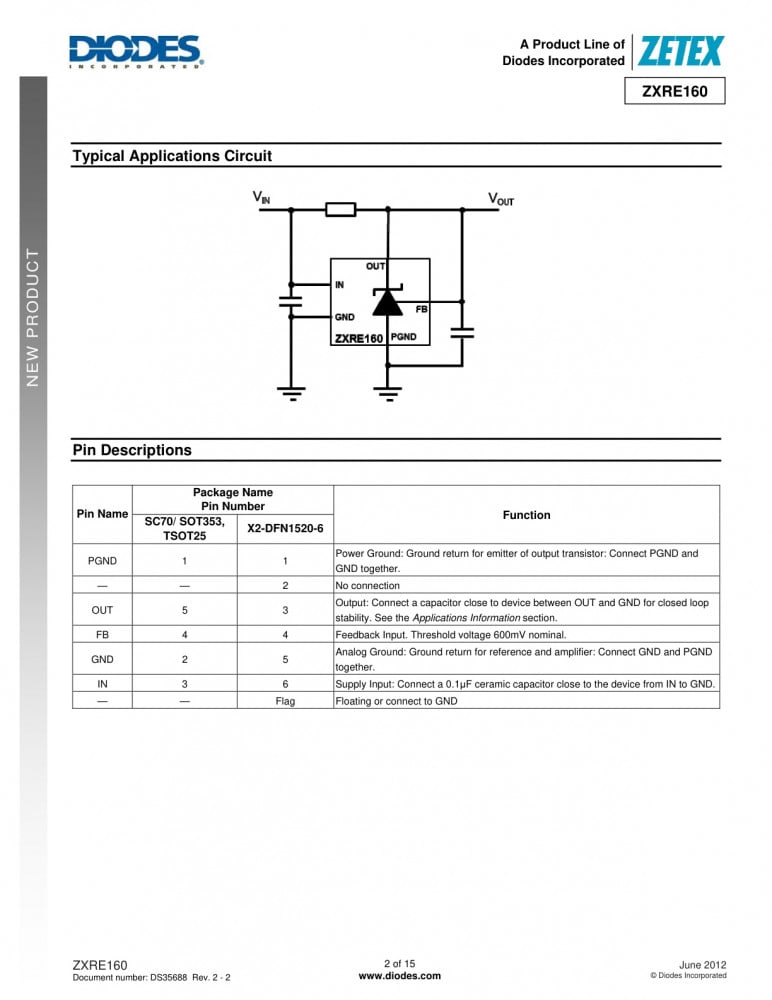 ZXRE160 datasheet page 2
