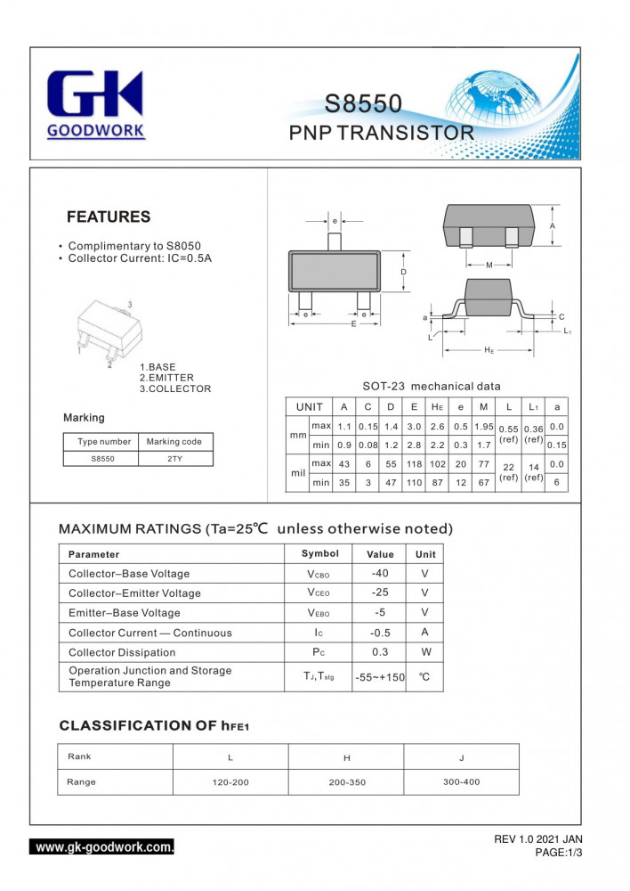 GOODWORK S8550 datasheet page 1